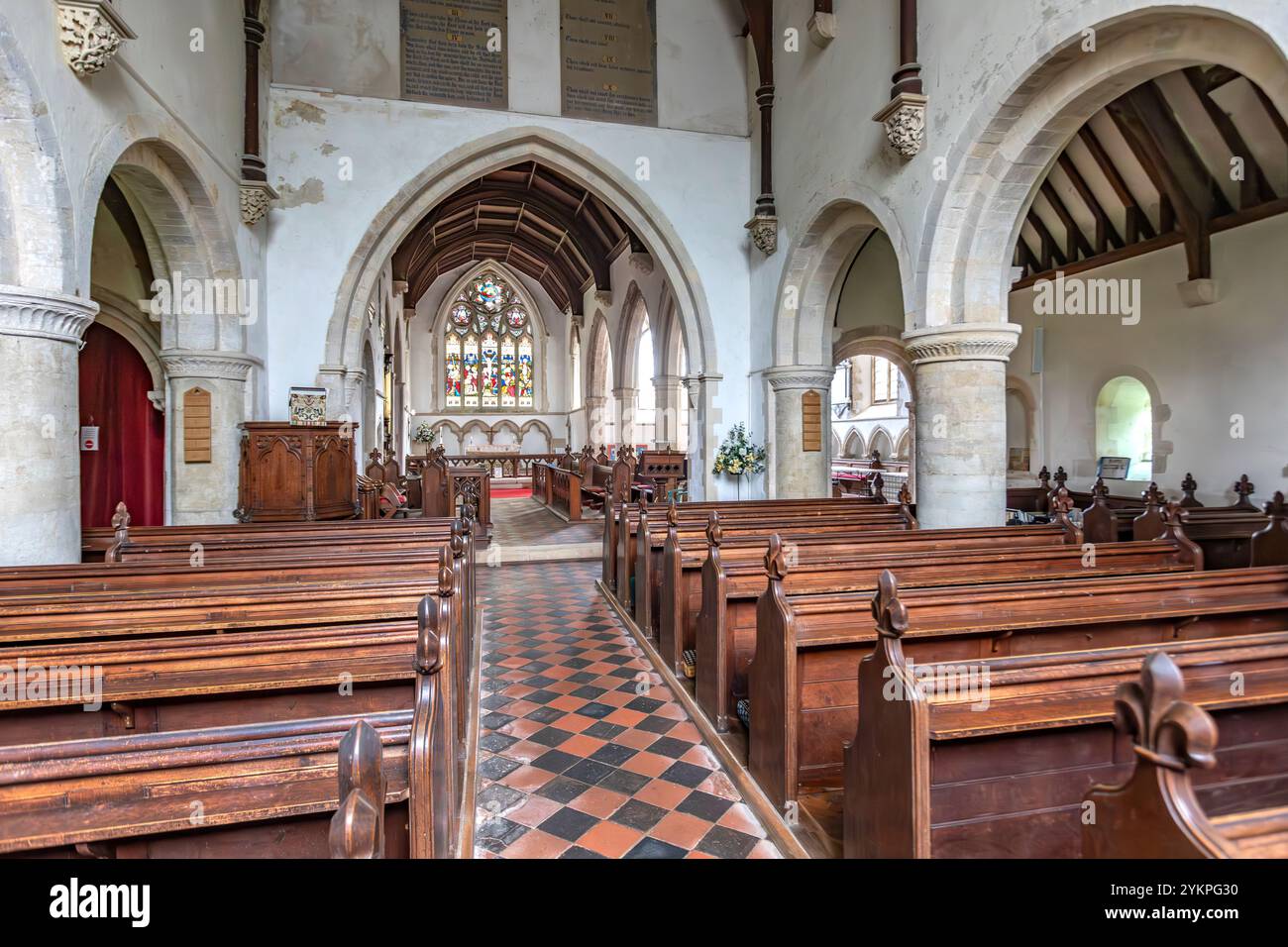 The interior of St Nicholas and all Saints Church, Icklesham, East ...