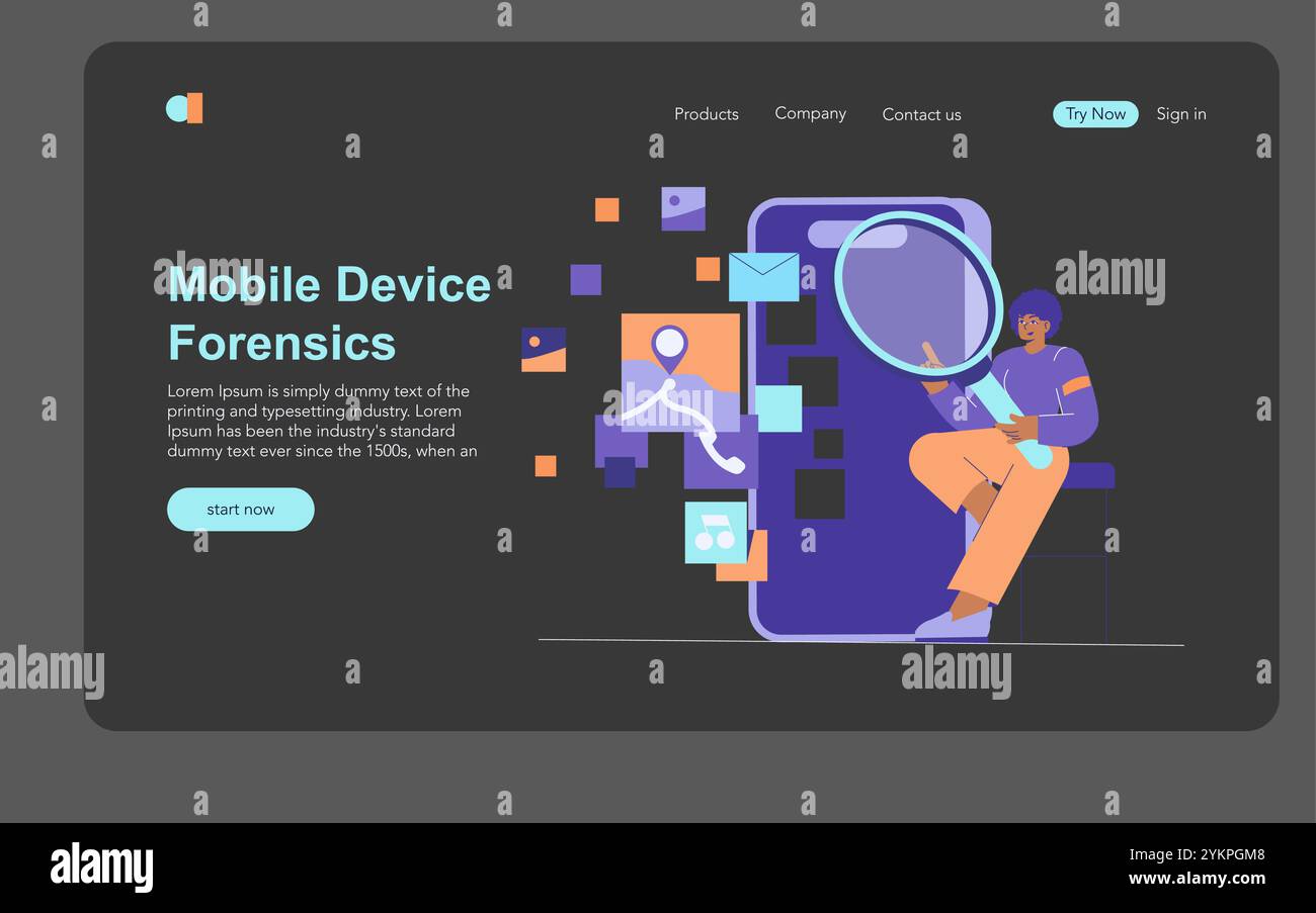 Mobile Device Forensics concept. An expert analyzes smartphone data ...