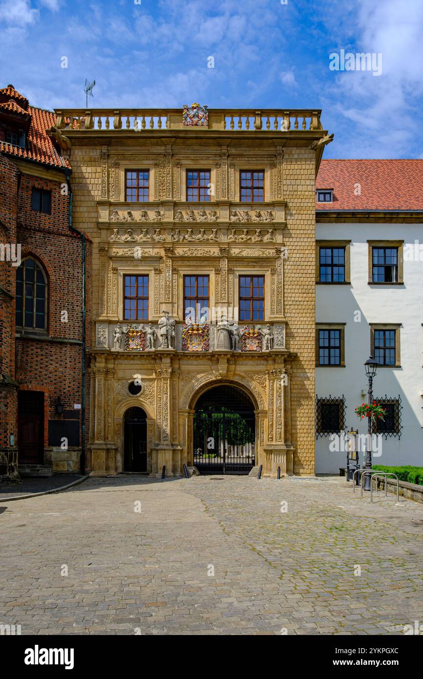 Main portal in the south facade of the Piast Palace, a Renaissance ...