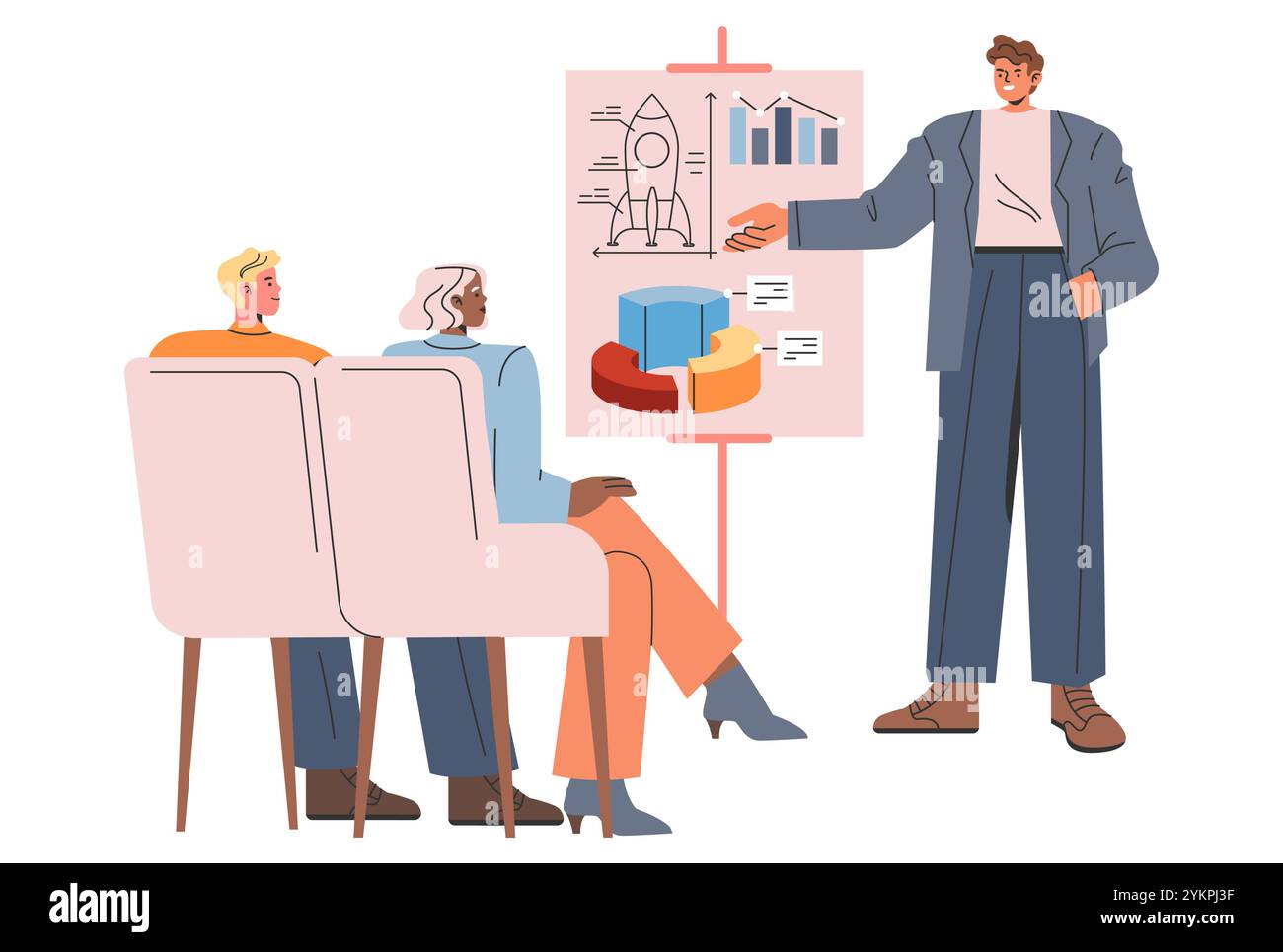 Businessman presentation concept. A confident leader explains a ...