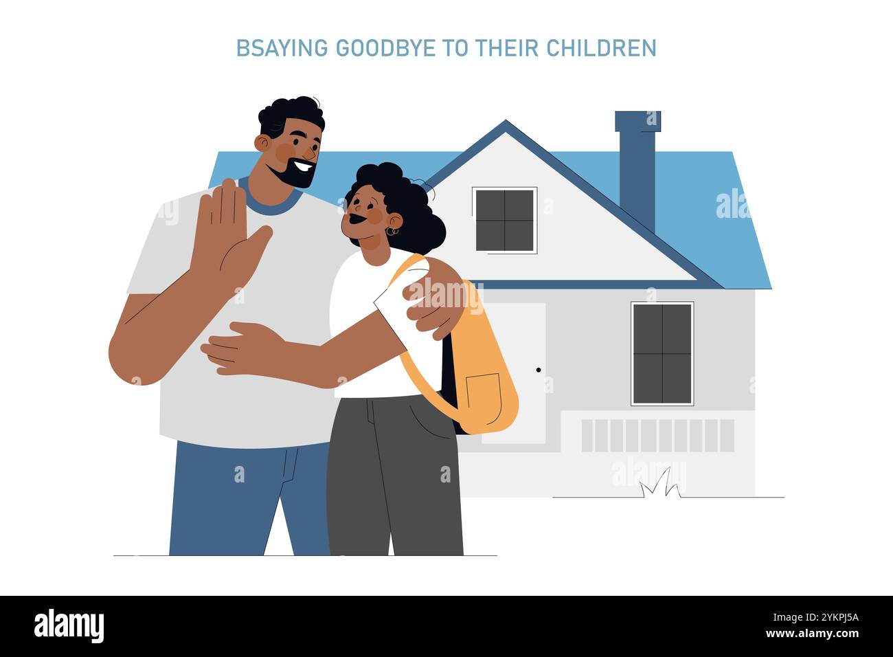 Family Farewell concept. Parents waving goodbye, a moment of love and ...