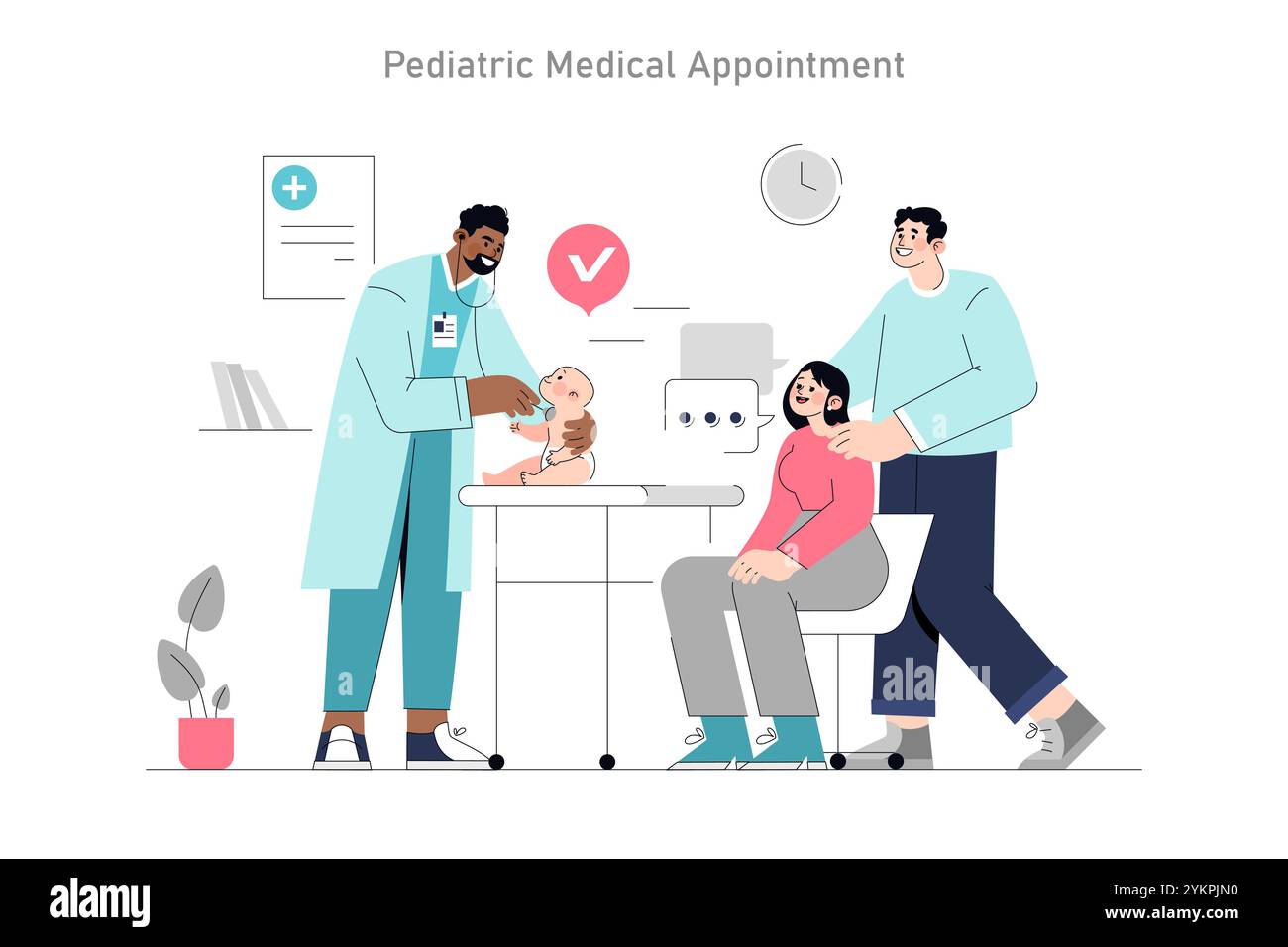Pediatric Medical Appointment concept. A doctor examines a baby with ...