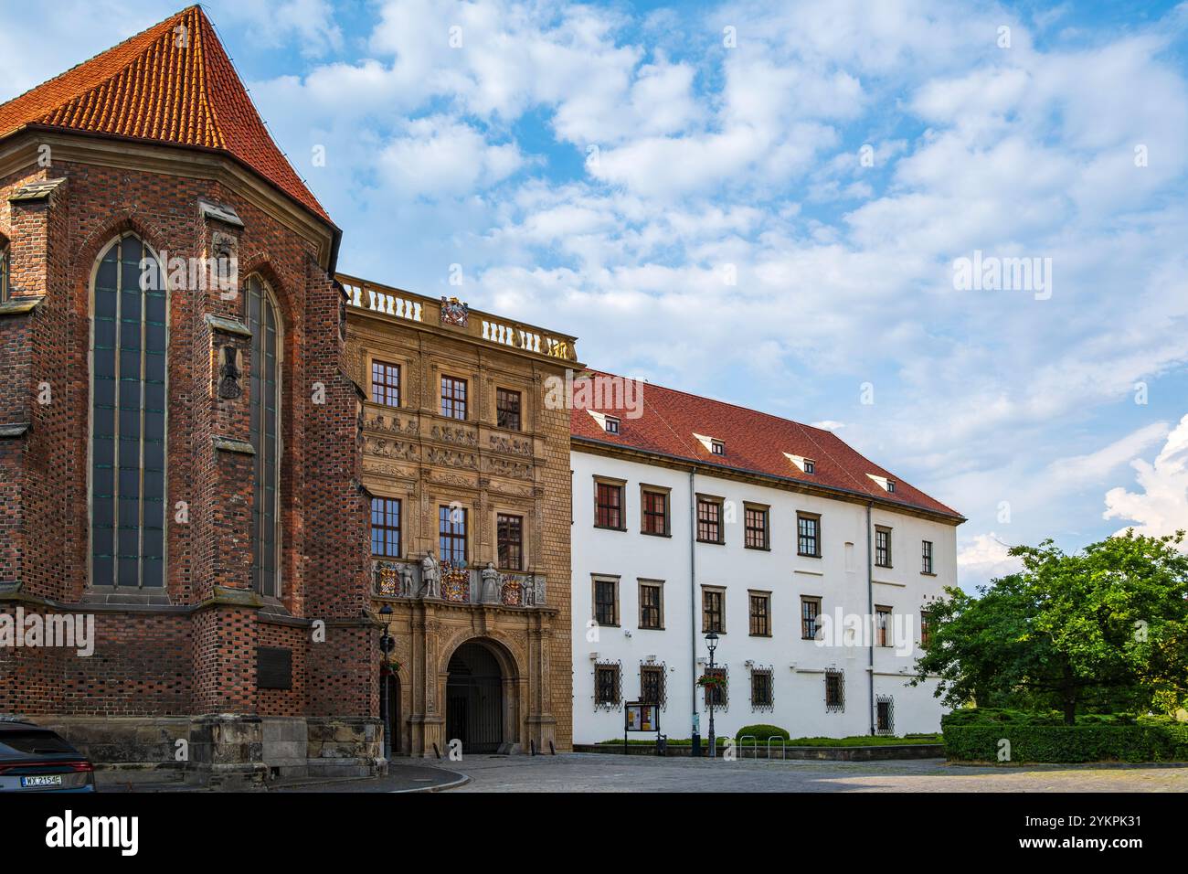 South facade and St Hedwig's Church of the Piast Palace, a Renaissance ...