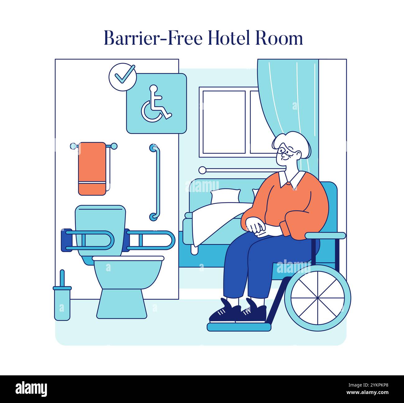 Accessible accommodation concept. An elderly person in a wheelchair ...