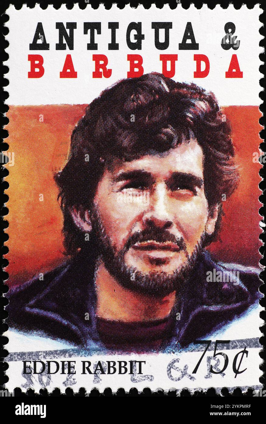 American country singer Eddie Rabbit on postage stamp Stock Photo - Alamy