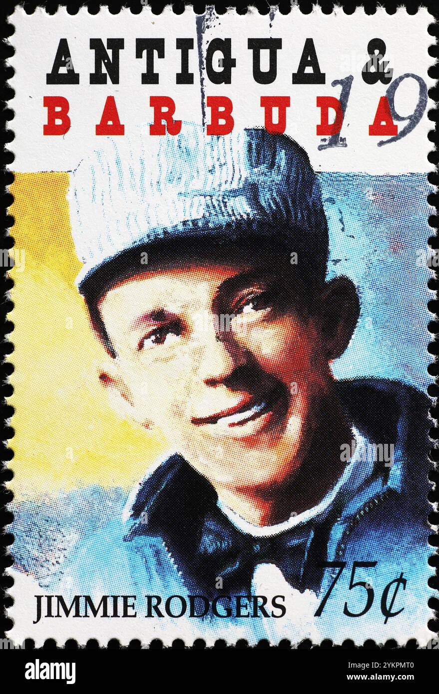 American country singer Jimmie Rodgers on postage stamp Stock Photo - Alamy