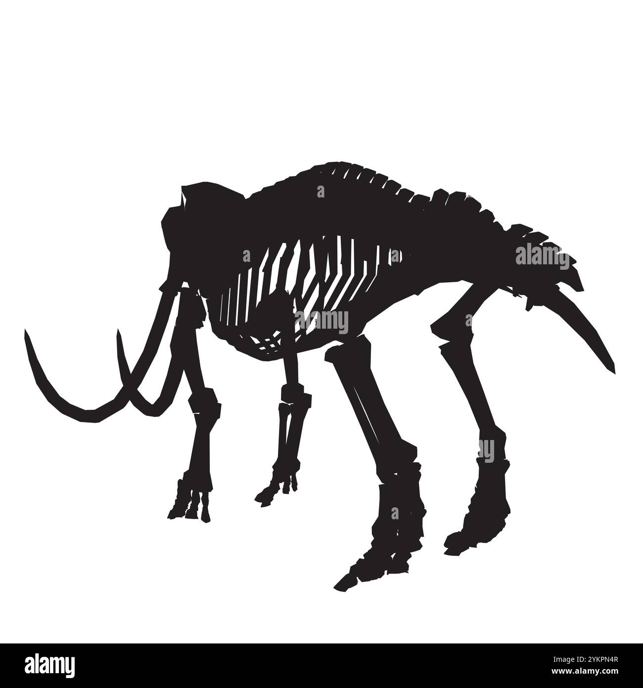 Silhouette of a mammoth skeleton vector. Stone age element. Skeleton of ...