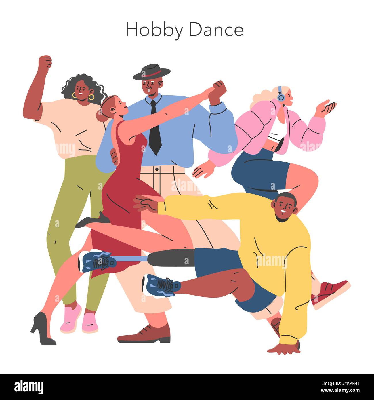 Diverse group of people enjoying a dance session, moving to the rhythm ...