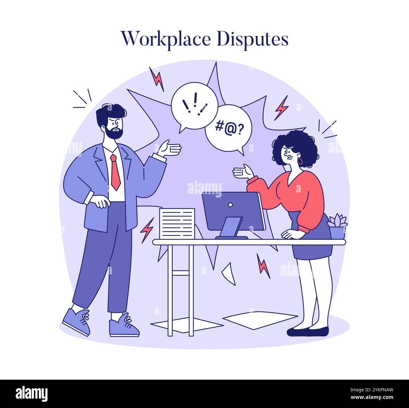 Workplace Disputes concept. Tense interaction between colleagues in an ...