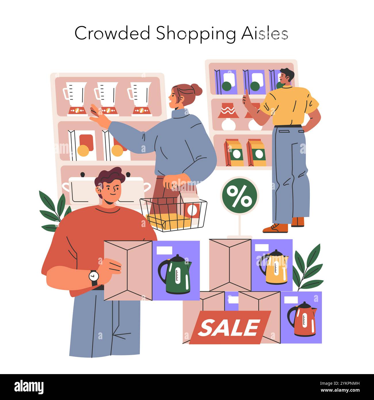 Shoppers busy retail store Stock Vector Images - Alamy