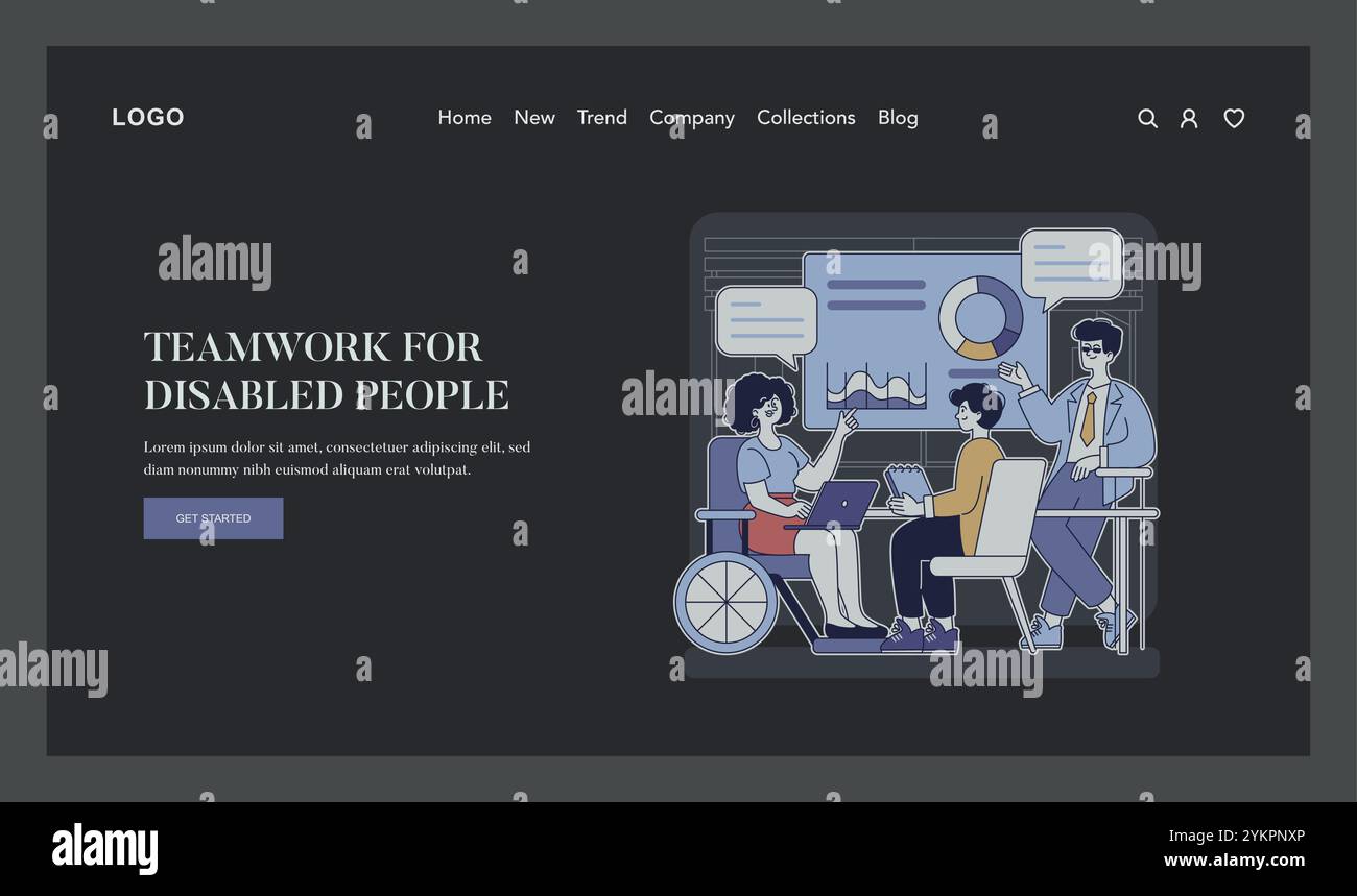 Inclusion concept. Diverse team including person in wheelchair ...