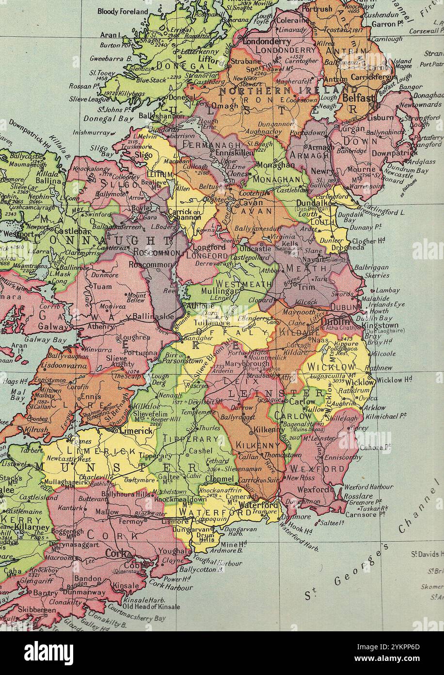 A vintage mid 20th century political map showing Ireland Stock Photo ...