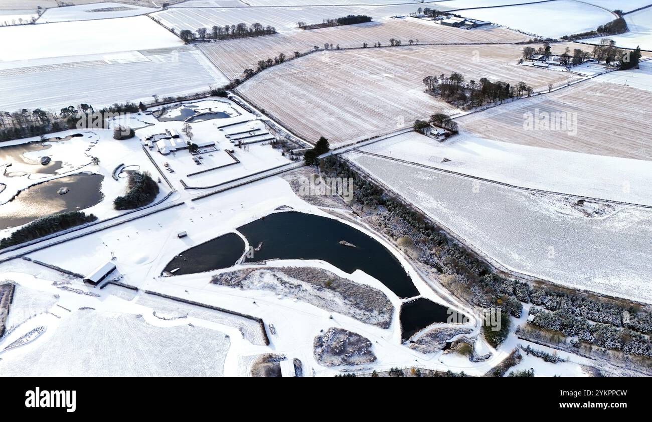 The man-made fish-shaped Muckle Troot Loch near Inverurie ...