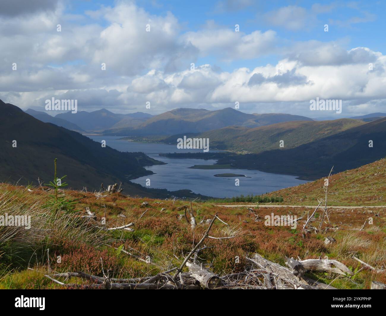 View over Loch Leven and Loch Linnhe and the Ballachulish bridge and ...