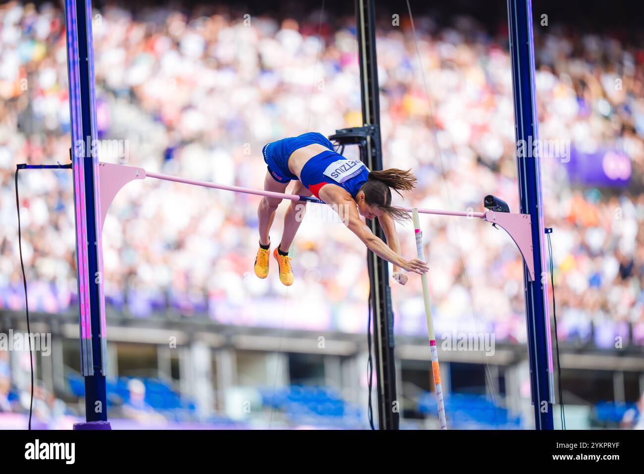 Lene Retzius participating in the pole vault at the Paris 2024 Olympic ...