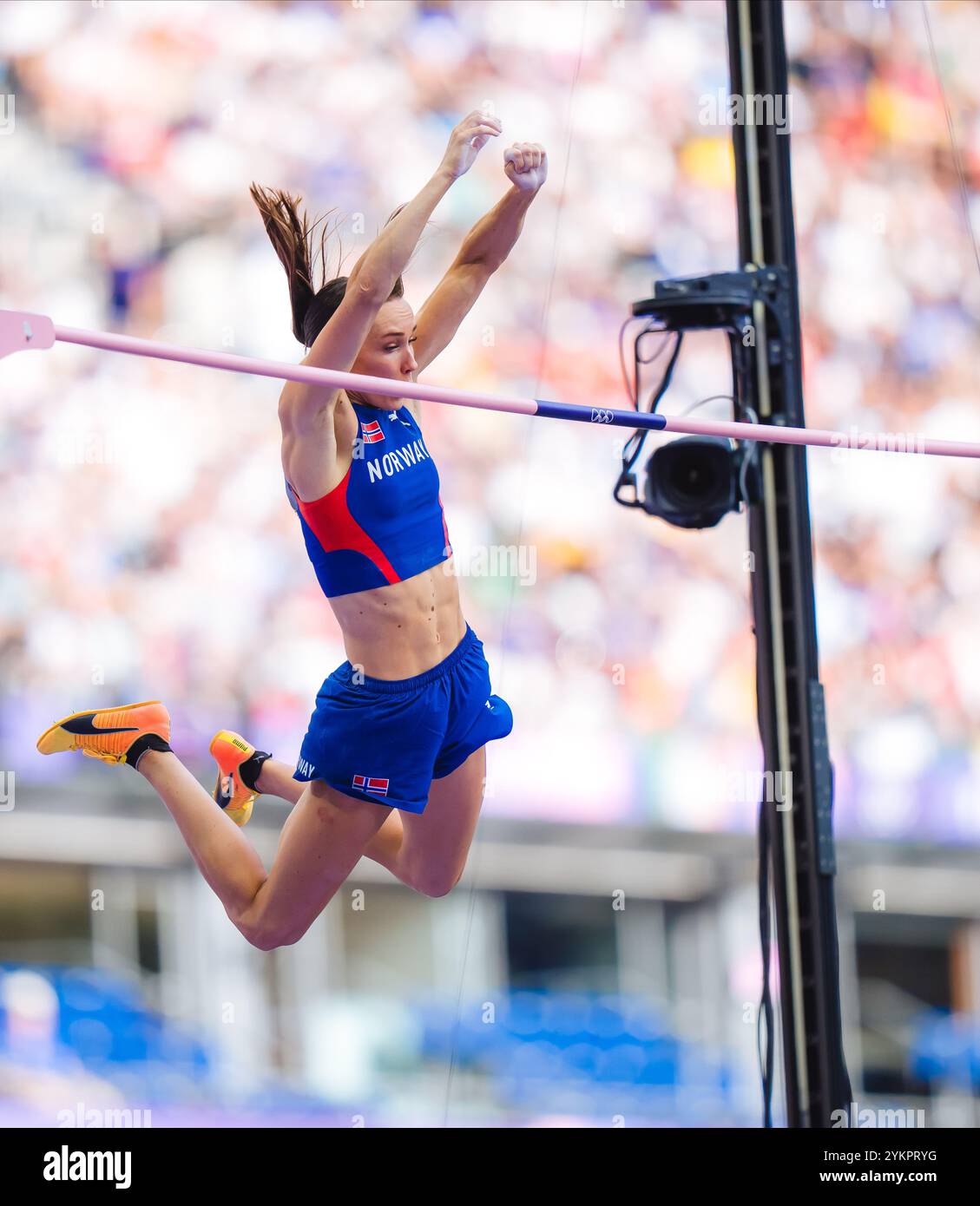Lene Retzius participating in the pole vault at the Paris 2024 Olympic ...