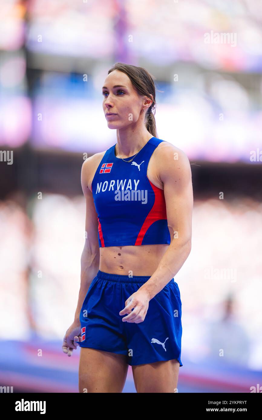 Lene Retzius participating in the pole vault at the Paris 2024 Olympic ...