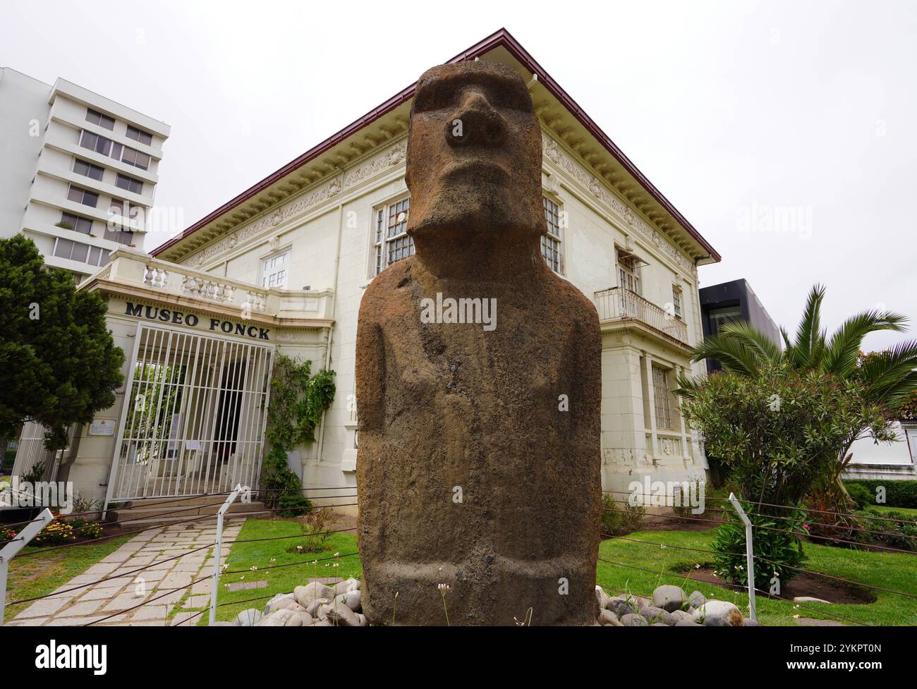 Moai statue from Easter Island and Museo Fonck museum in Vina del Mar ...
