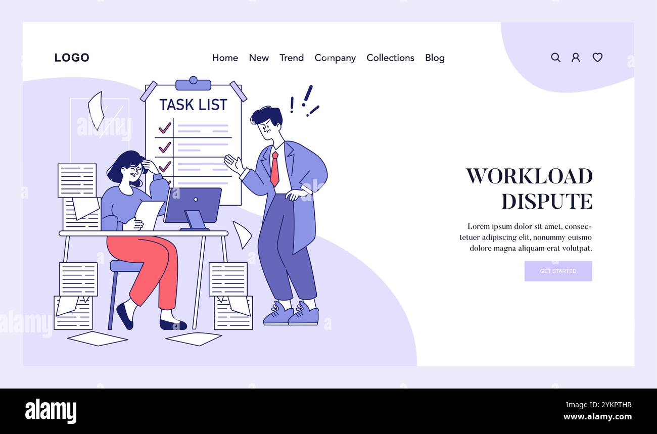 Workplace Dispute concept. An illustration of an office argument over a task list with stressed ...