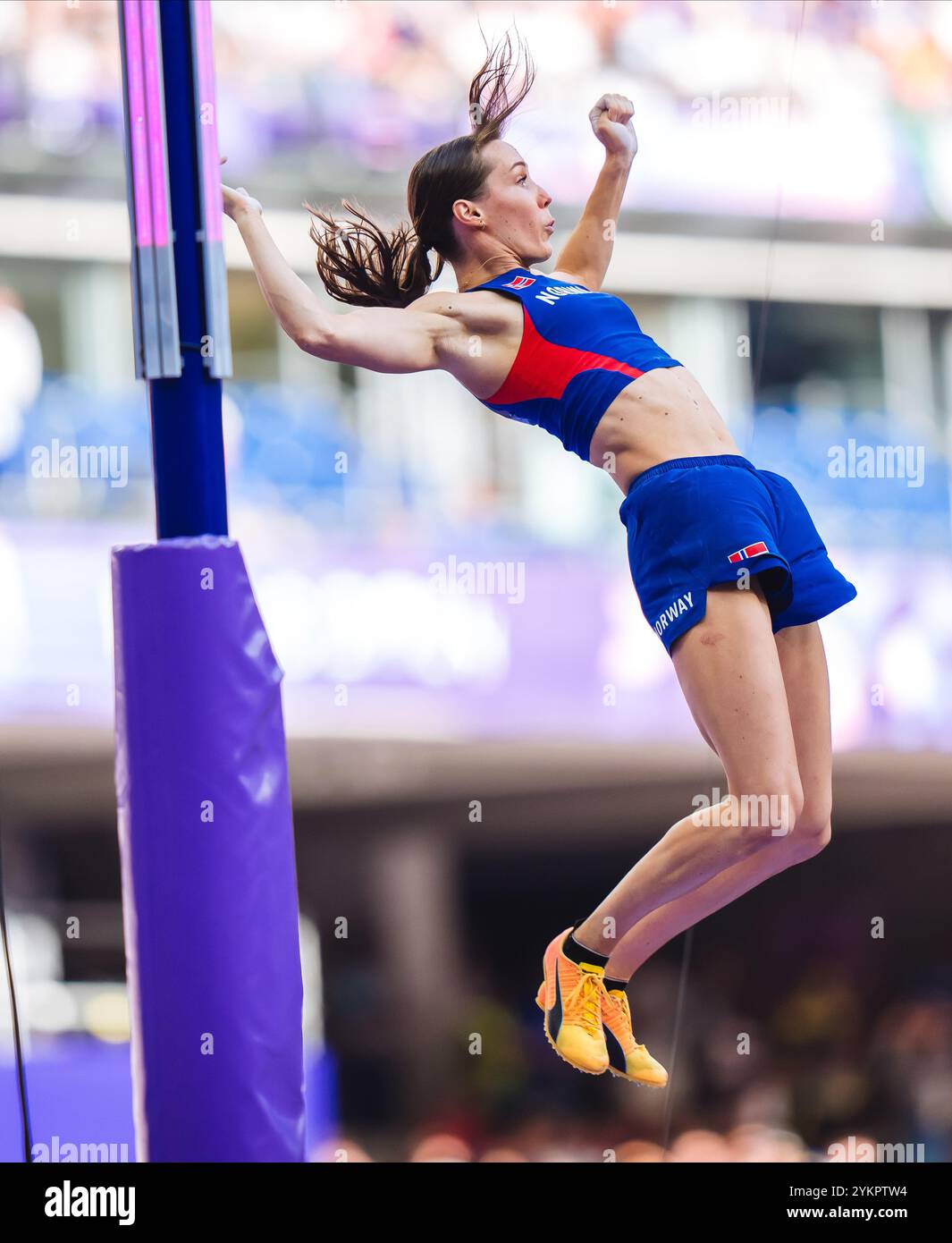 Lene Retzius participating in the pole vault at the Paris 2024 Olympic ...