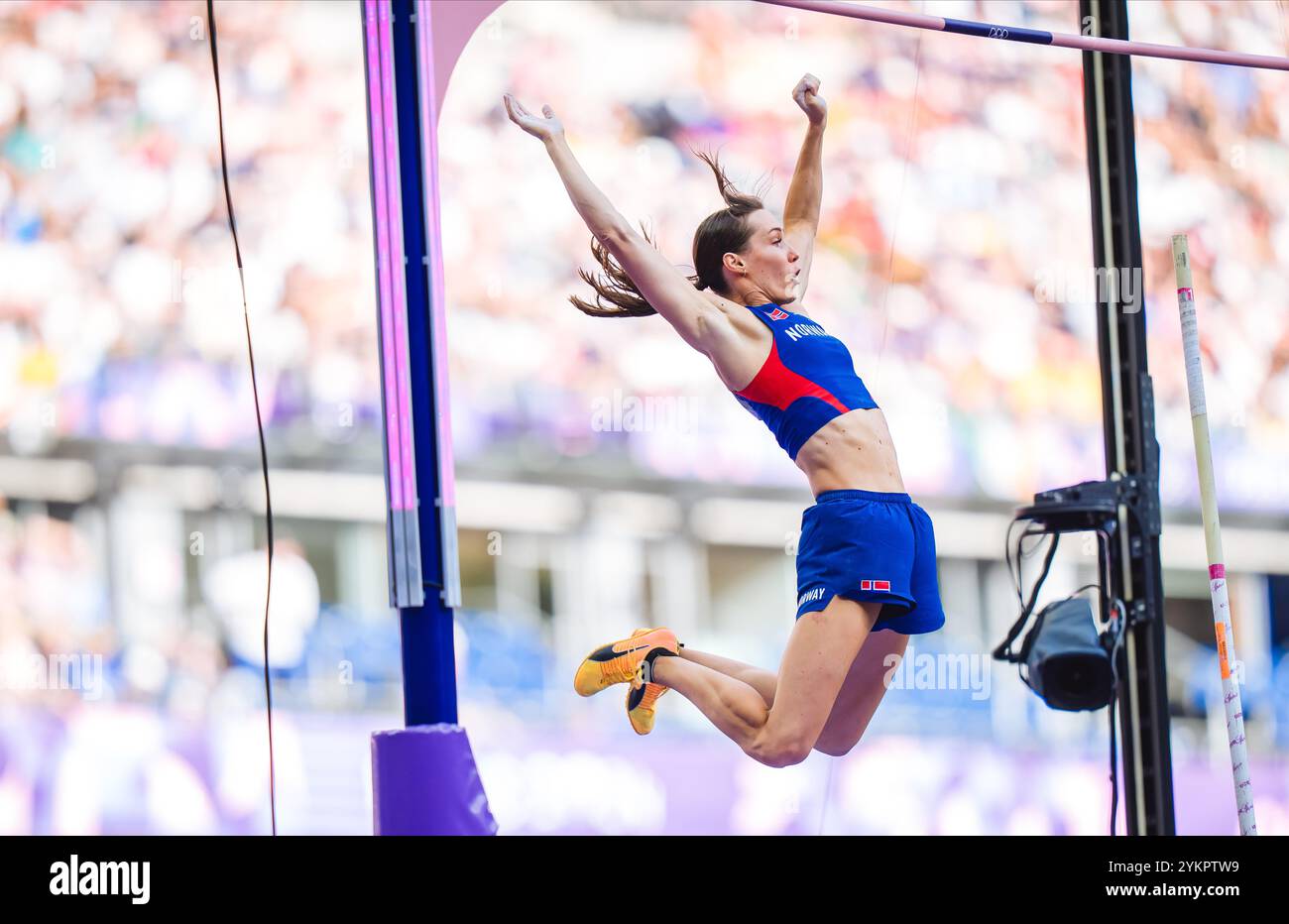 Lene Retzius participating in the pole vault at the Paris 2024 Olympic ...