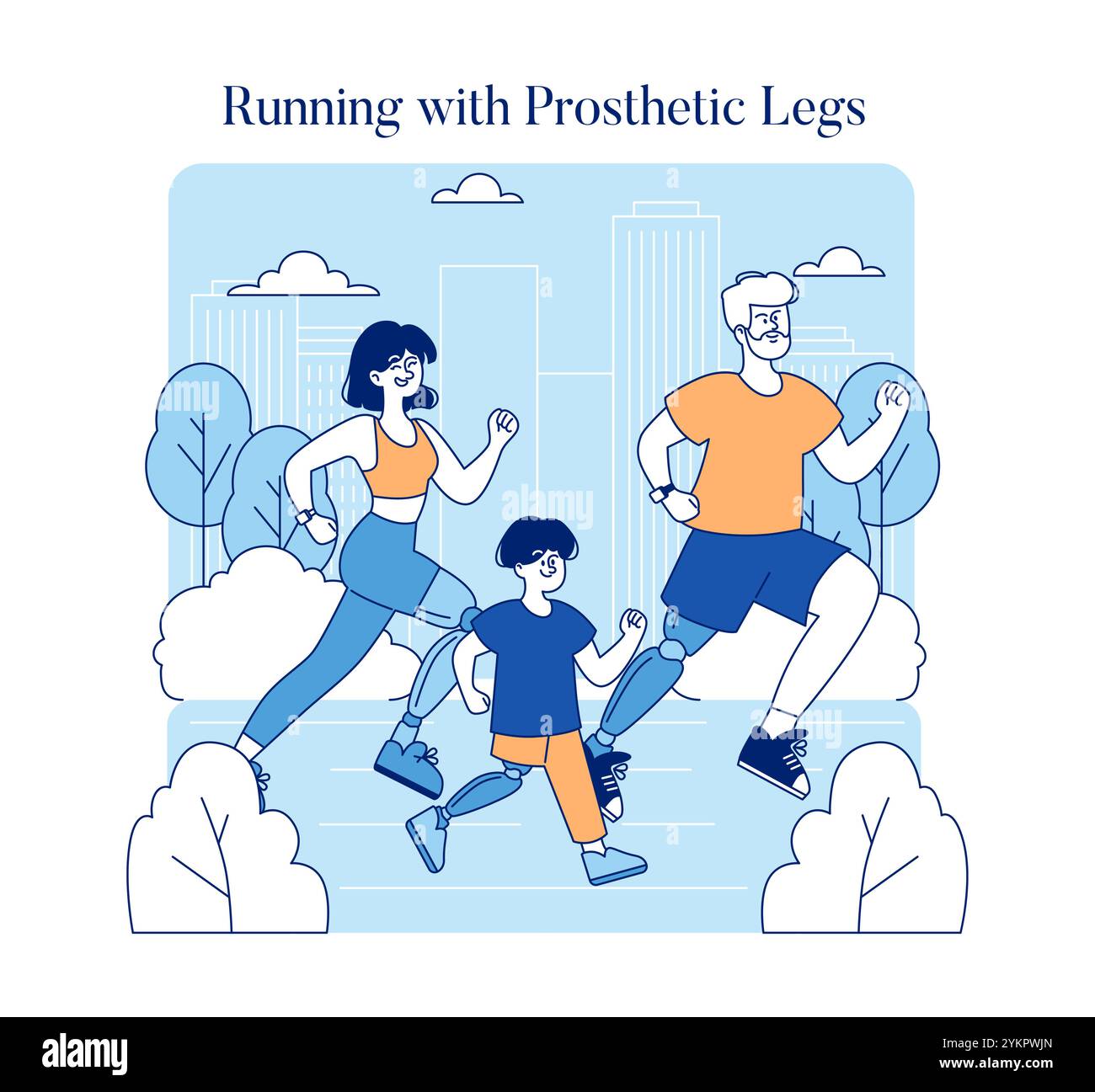 Inclusive sports concept. Runners with prosthetic legs showcasing determination and athleticism ...