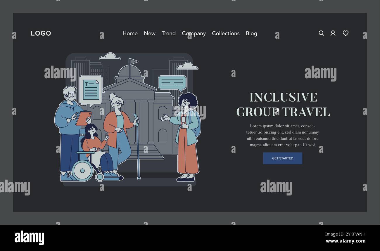 Inclusive group travel concept. Diverse travelers with disabilities ...