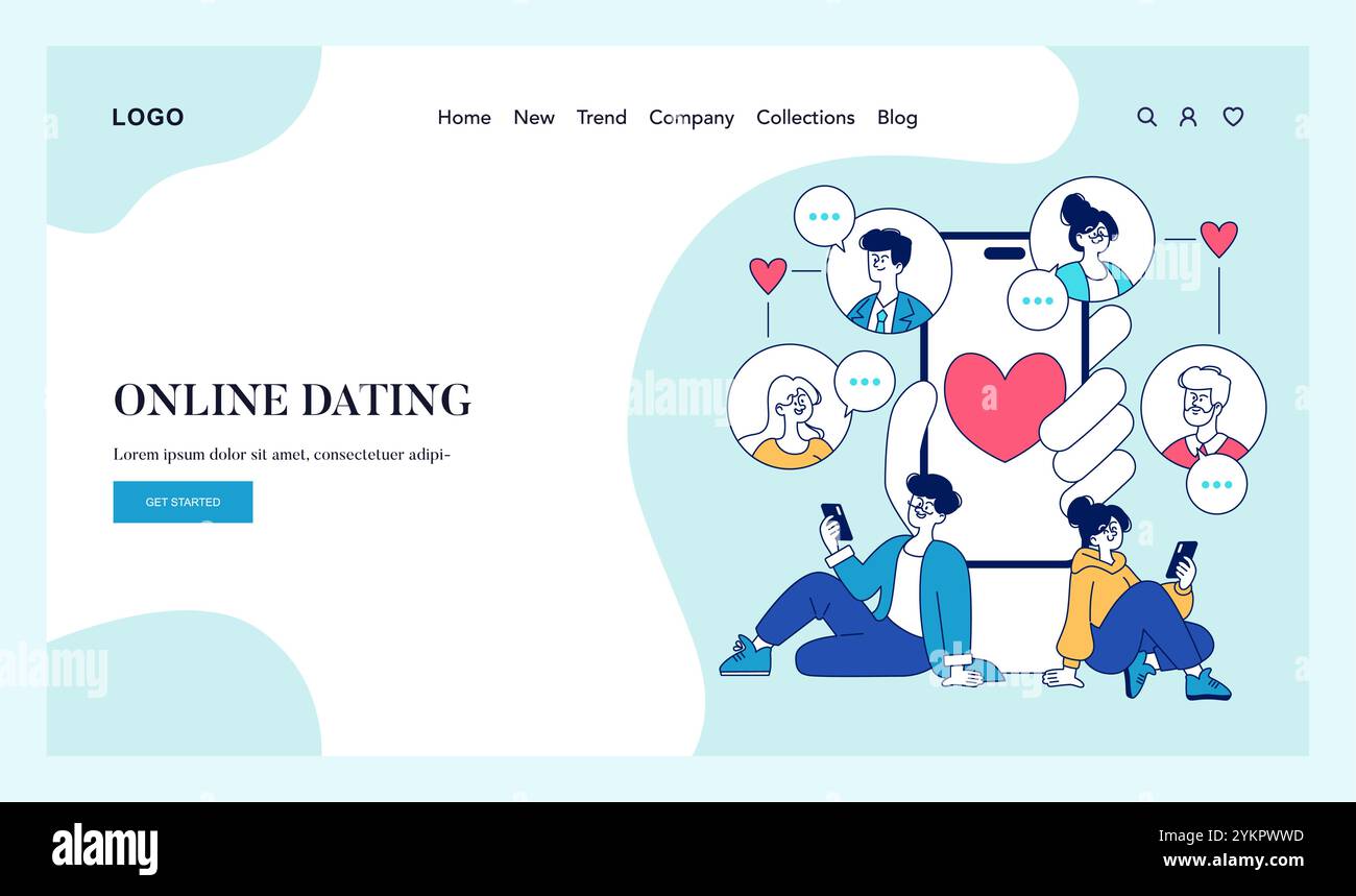 Online Dating concept. Modern romantic communication through technology ...
