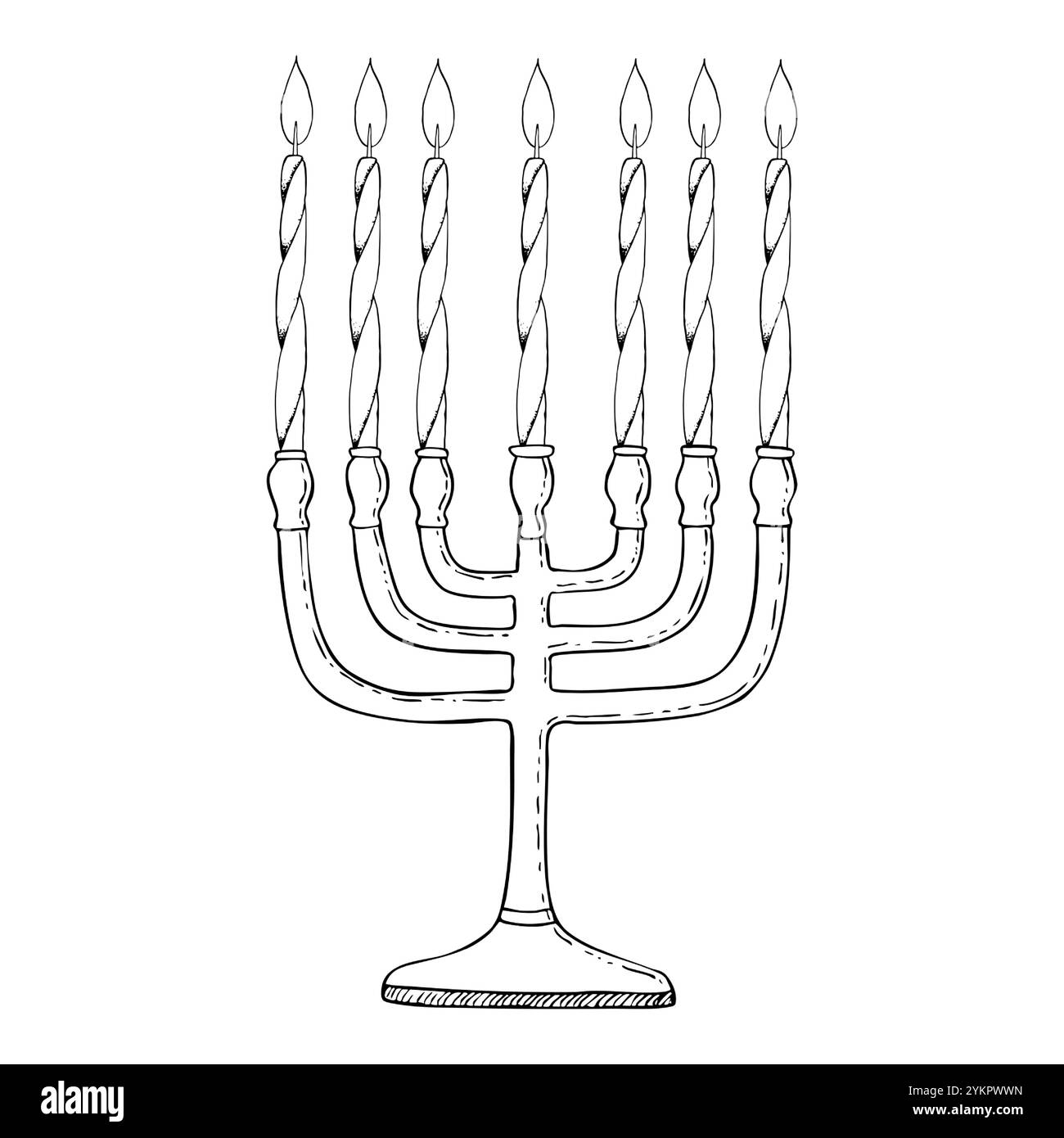Jewish menorah with candles black and white line Stock Vector Image ...