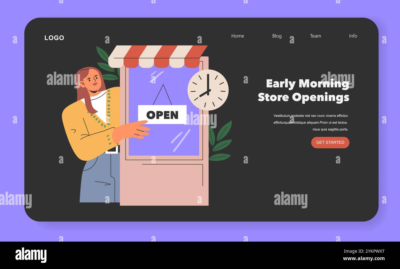 Black Friday concept. A shopkeeper opens her store early, with a ...