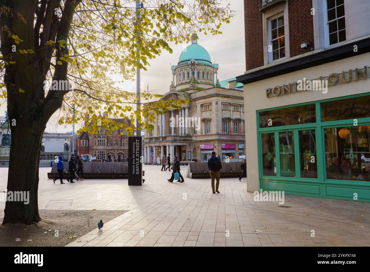 Bottom of Saville St, Hull, East Yorkshire as it meets the intersection ...