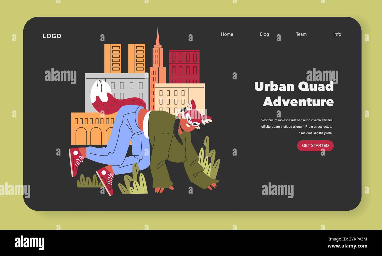 Quadrober concept. Dynamic scene of a masked character doing urban ...