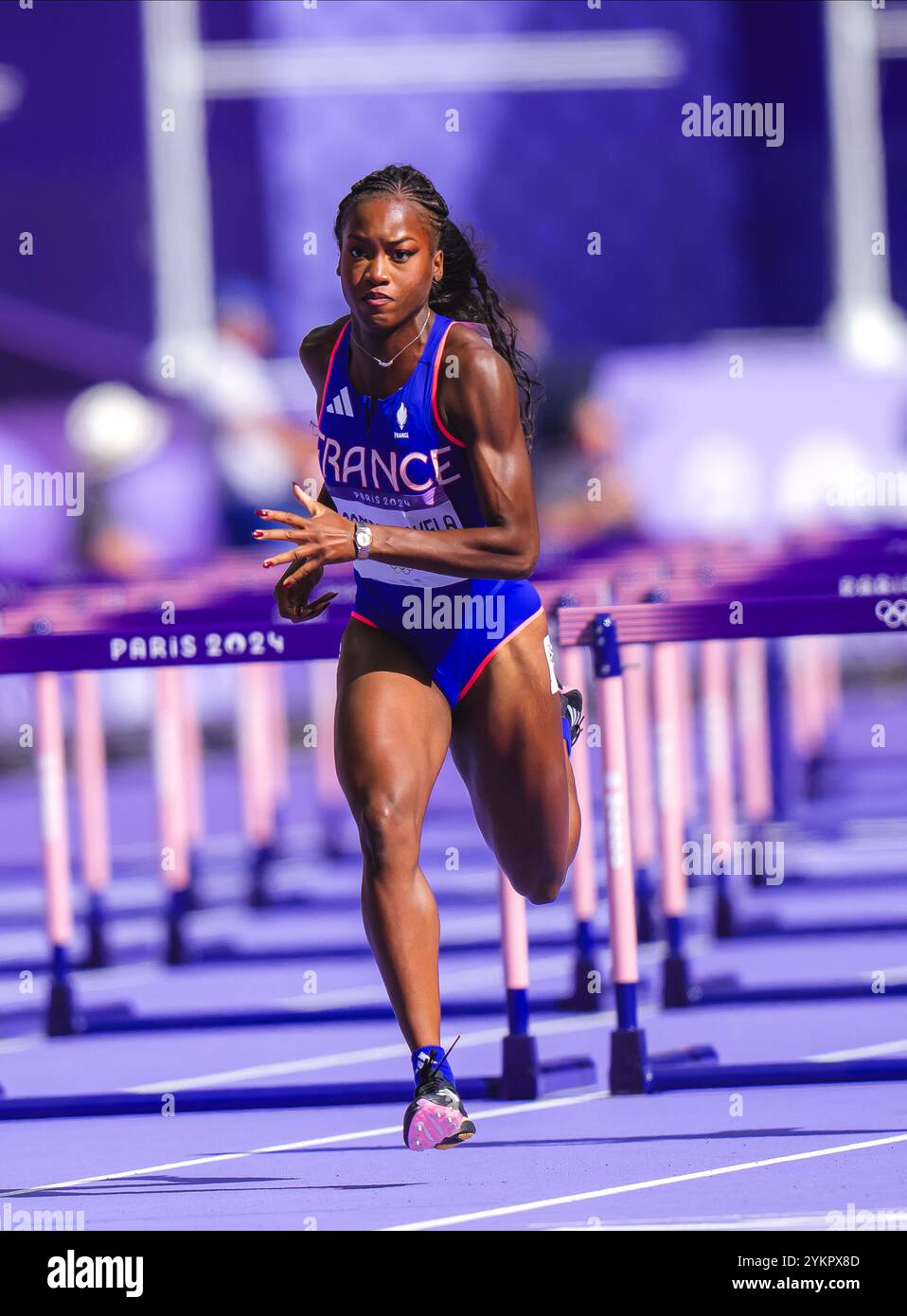 Cyréna Samba-Mayela participating in the 100 meters hurdles at the ...