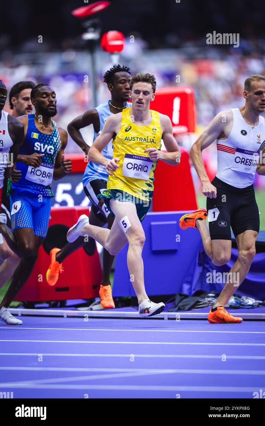 Peyton Craig participating in the 800 meters at the Paris 2024 Olympic ...