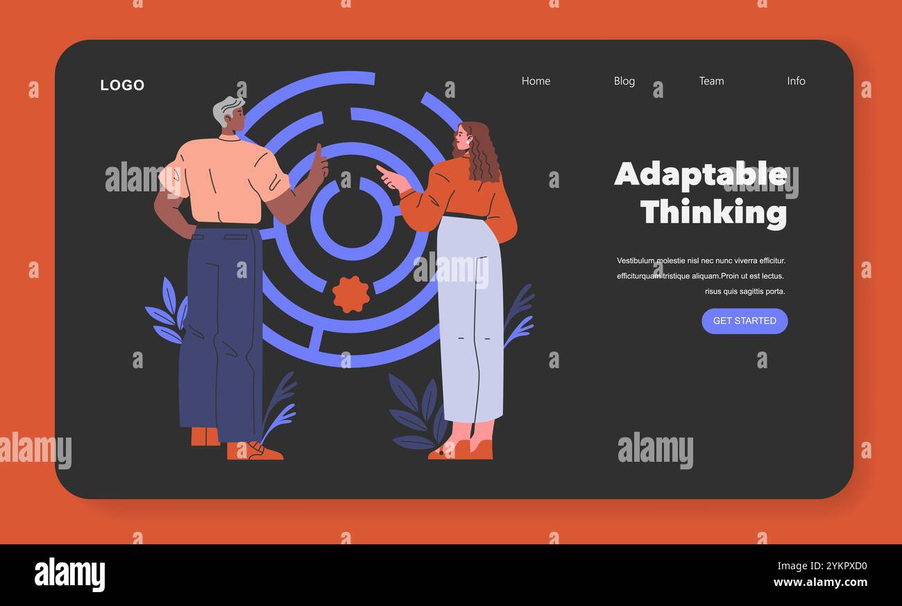 Cognitive Bias concept. Two individuals engaging with abstract elements symbolizing adaptive ...