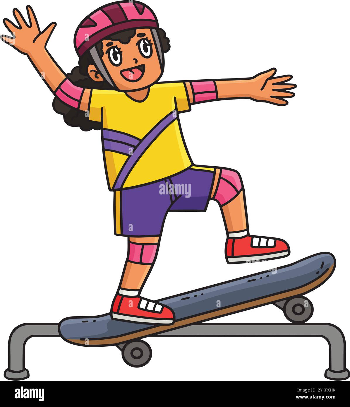 Skateboard Child Grinding on Rail Cartoon Clipart Stock Vector Image ...