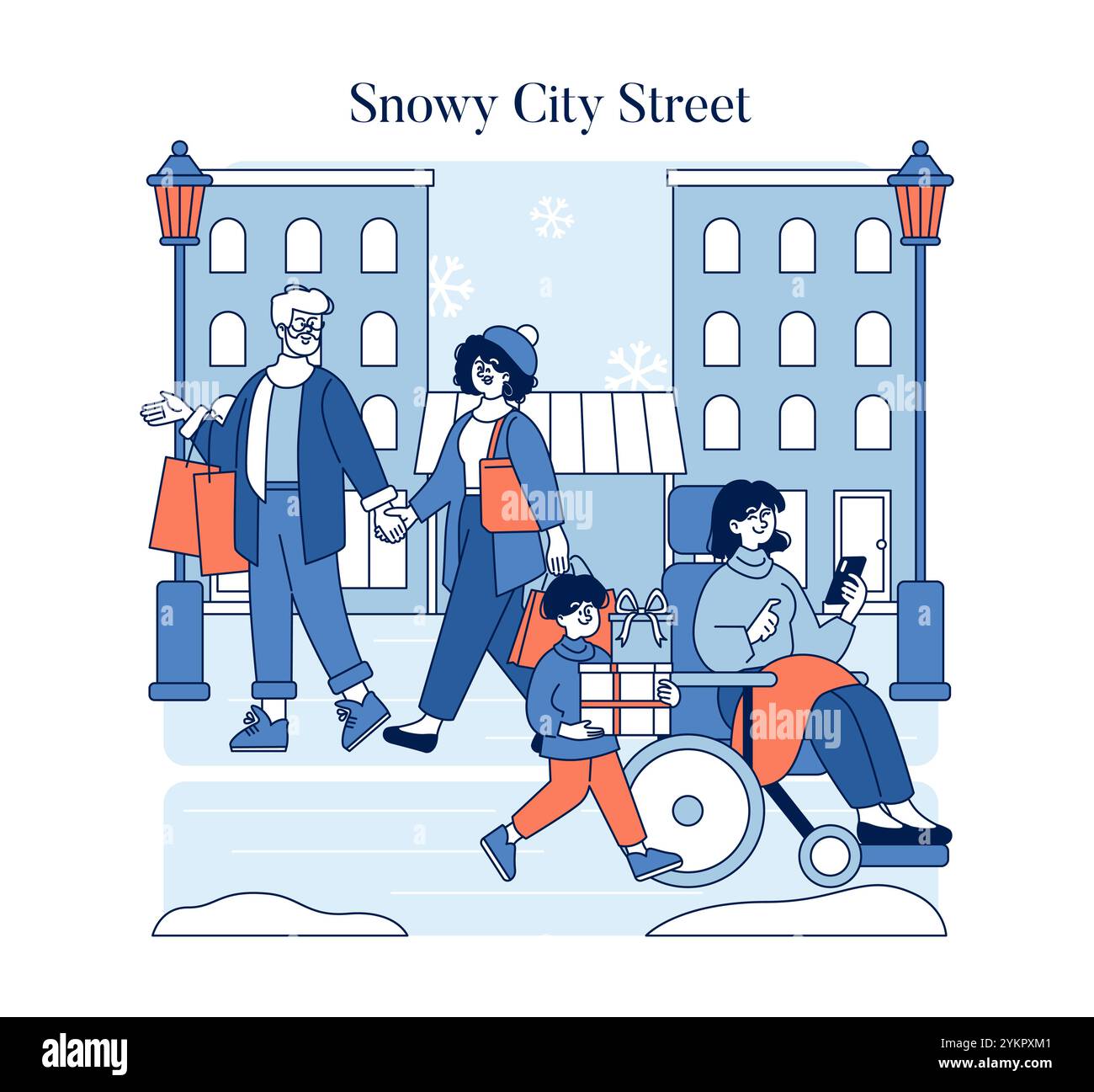 Winter scene city in Cut Out Stock Images & Pictures - Alamy