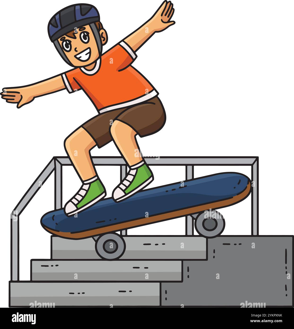 Skateboard Child Jumping Down Stairs Clipart Stock Vector Image & Art ...