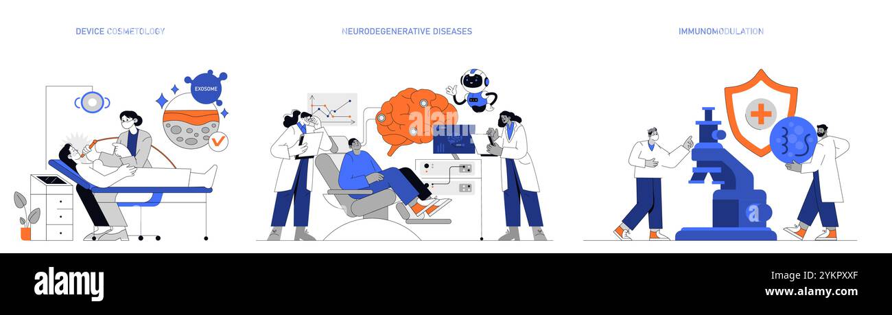 Medical Innovations set. Illustrates advancements in device cosmetology ...