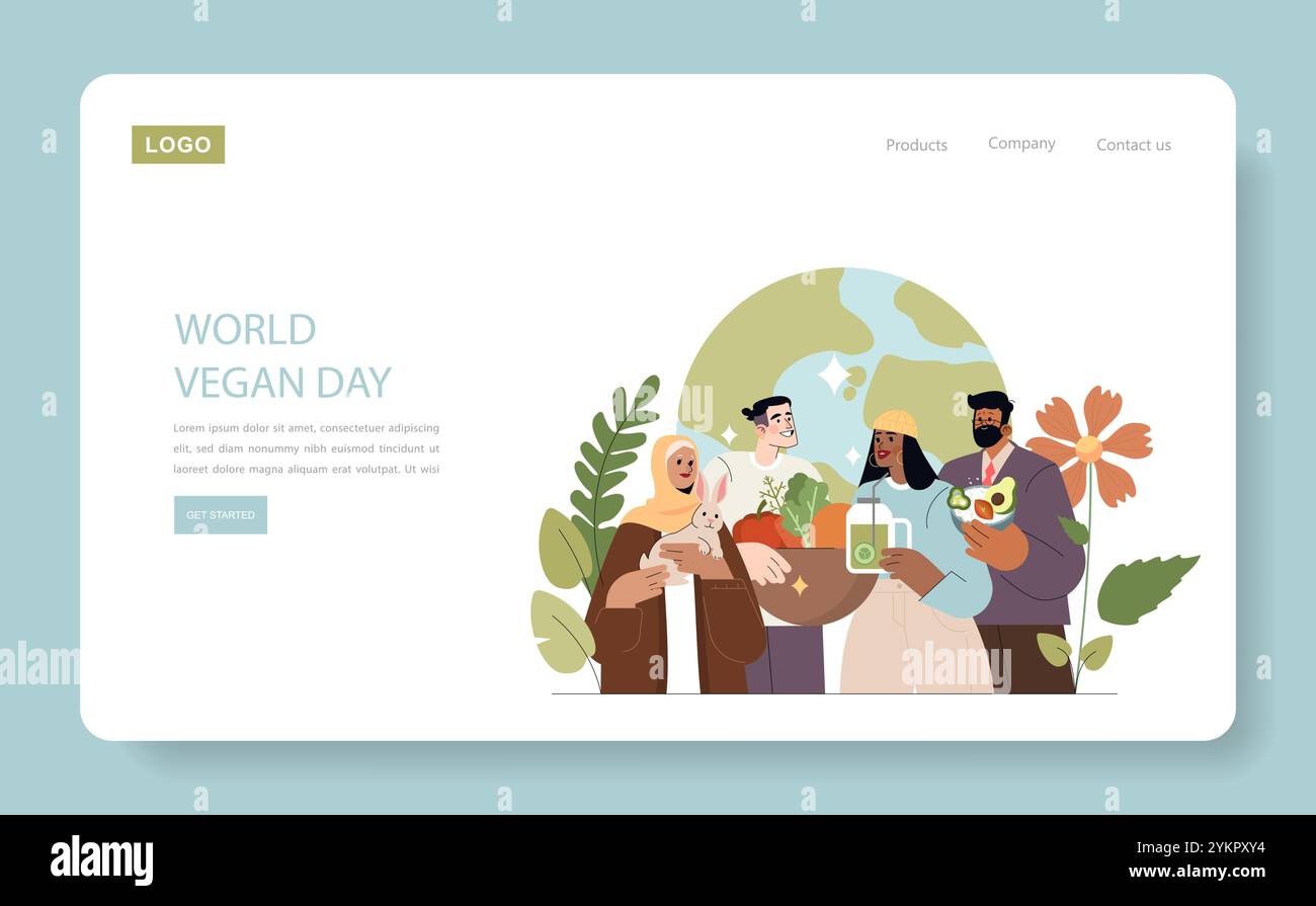 World Vegan Day concept. Diverse people celebrating with plant-based ...