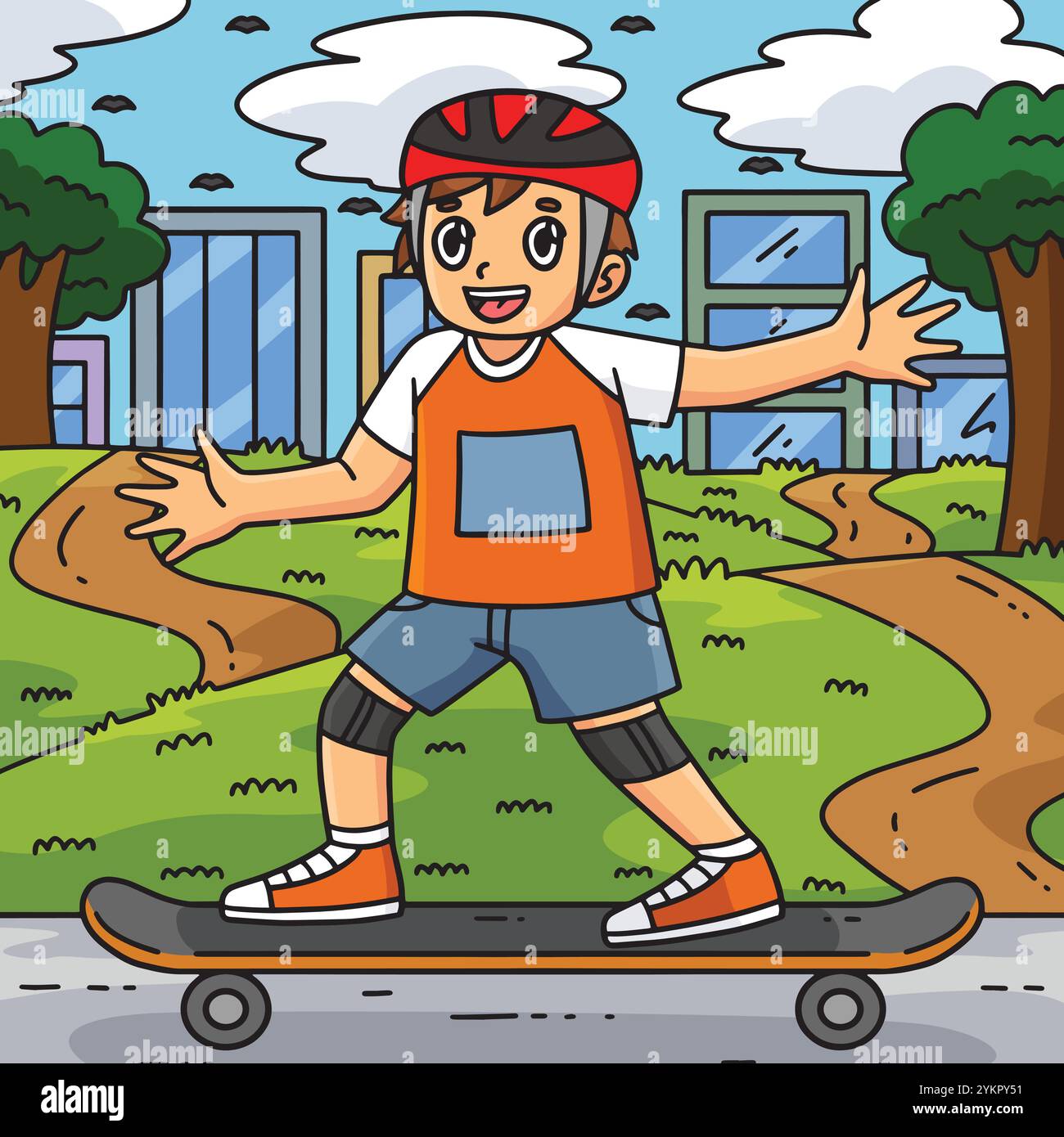 Skateboard Boy Playing Colored Cartoon Stock Vector Image & Art - Alamy