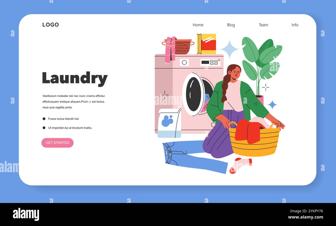 House cleaning concept. A woman prepares to do laundry, with a washing ...