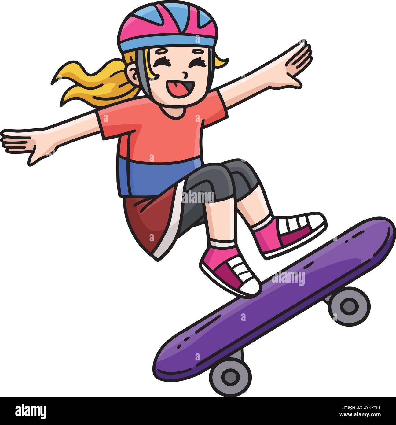Skateboard Child do Tricks Cartoon Colored Clipart Stock Vector Image ...