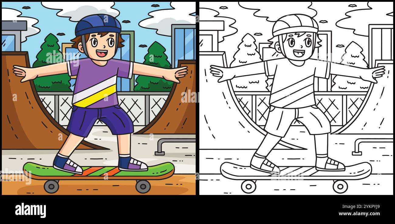 Skateboard Boy Trying to Balance Illustration Stock Vector Image & Art ...