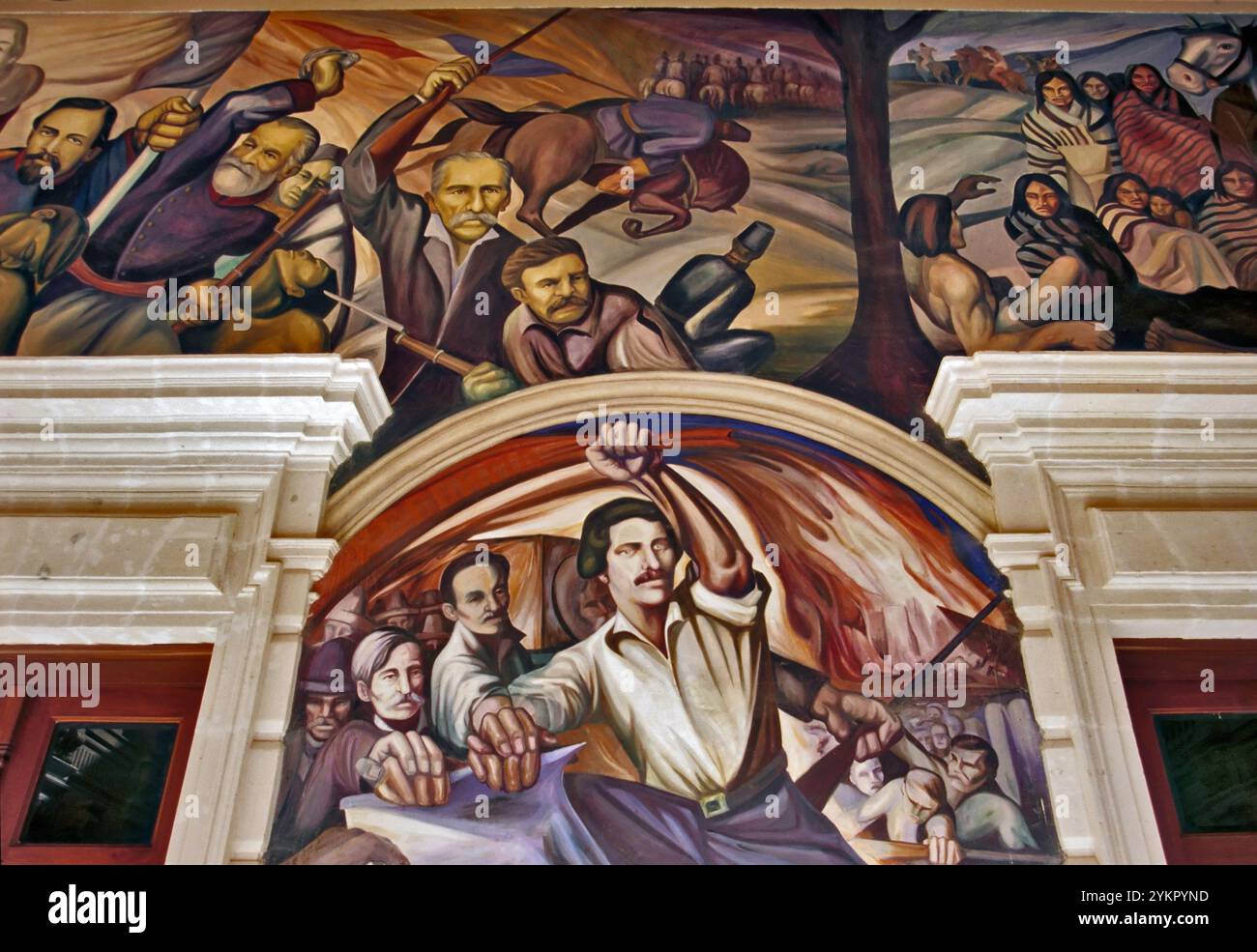 Murals by Aarón Piña Mora in courtyard at Palacio de Gobierno ...