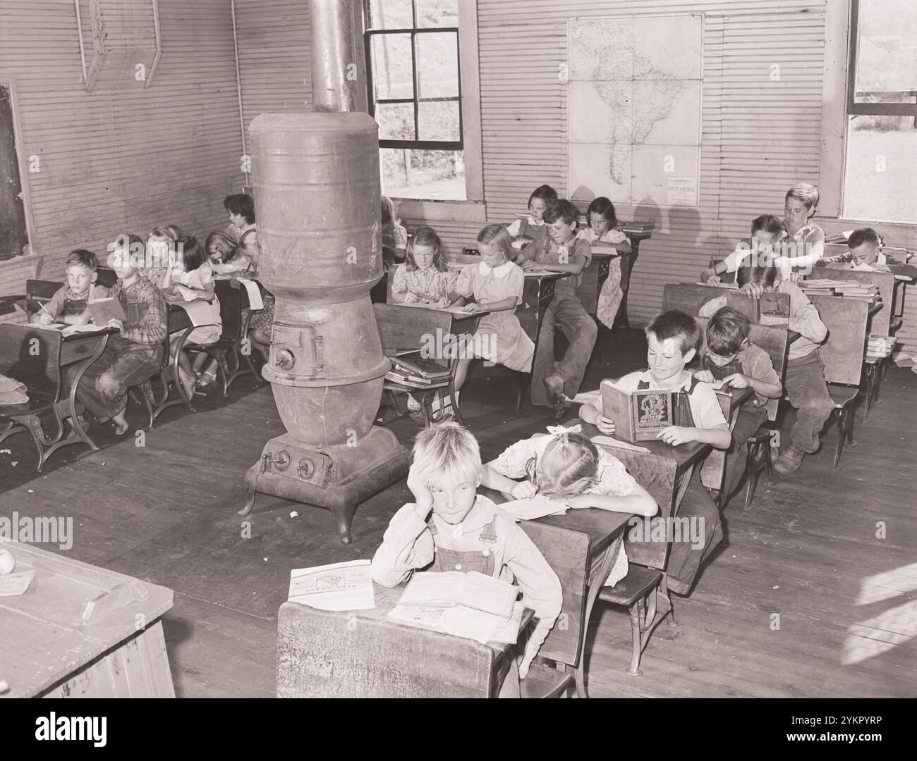 Vintage photo of American miners' life. Forty seven pupils in the ...
