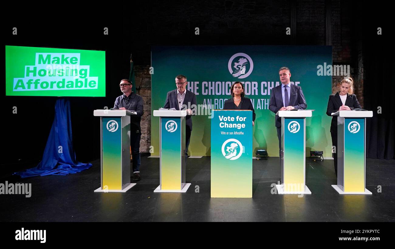 (left to right) Eoin O Broin, David Cullinan, Sinn Fein President Mary ...