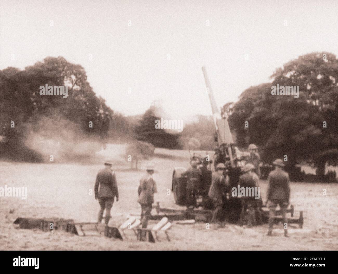 German Bombing of London, British anti-aircraft warfare. England. 1940s ...