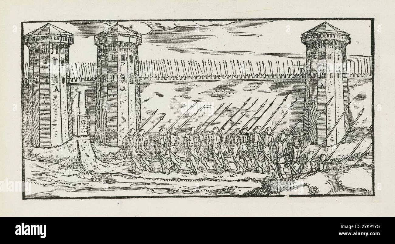 Rome Empire. Roman fort. Italian engraving of Vitruvius' works. 1590 ...
