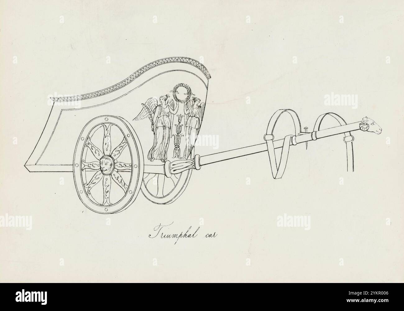 Rome Empire. Romans Triumphal Car. Italian engraving of Vitruvius ...